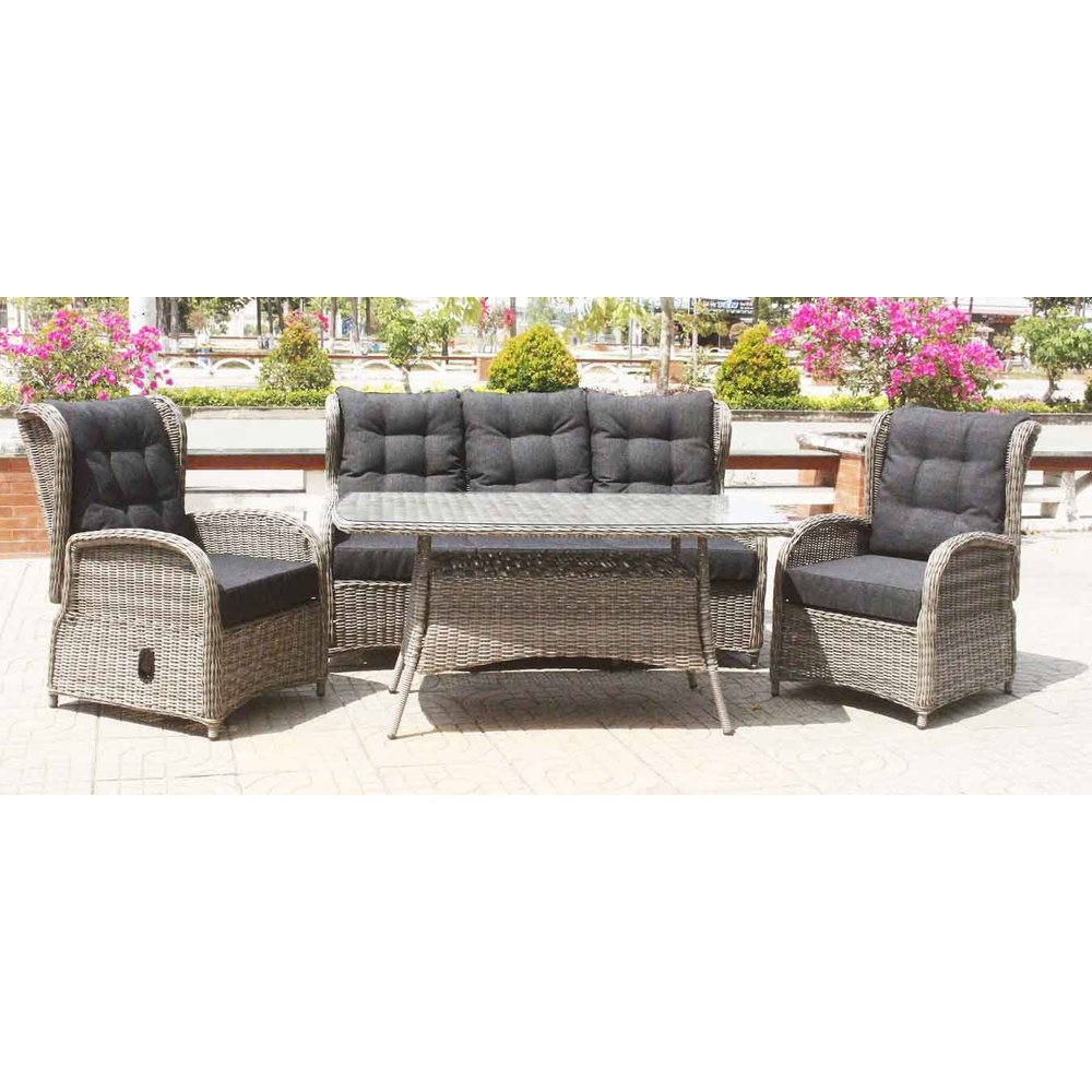 Orleans udendørsmøbelgruppe høj ryg med recliner(3+1+1) - Grå kunst ...